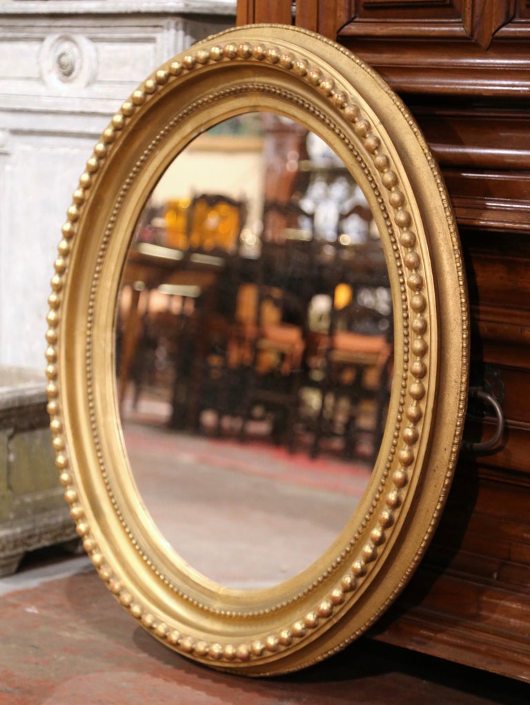 19th Century French Napoleon III Carved Giltwood Oval Wall Mirror For ...