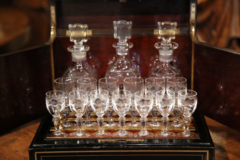 19th Century French Napoleon III Mahogany and Bronze Inlay Liquor Box ...