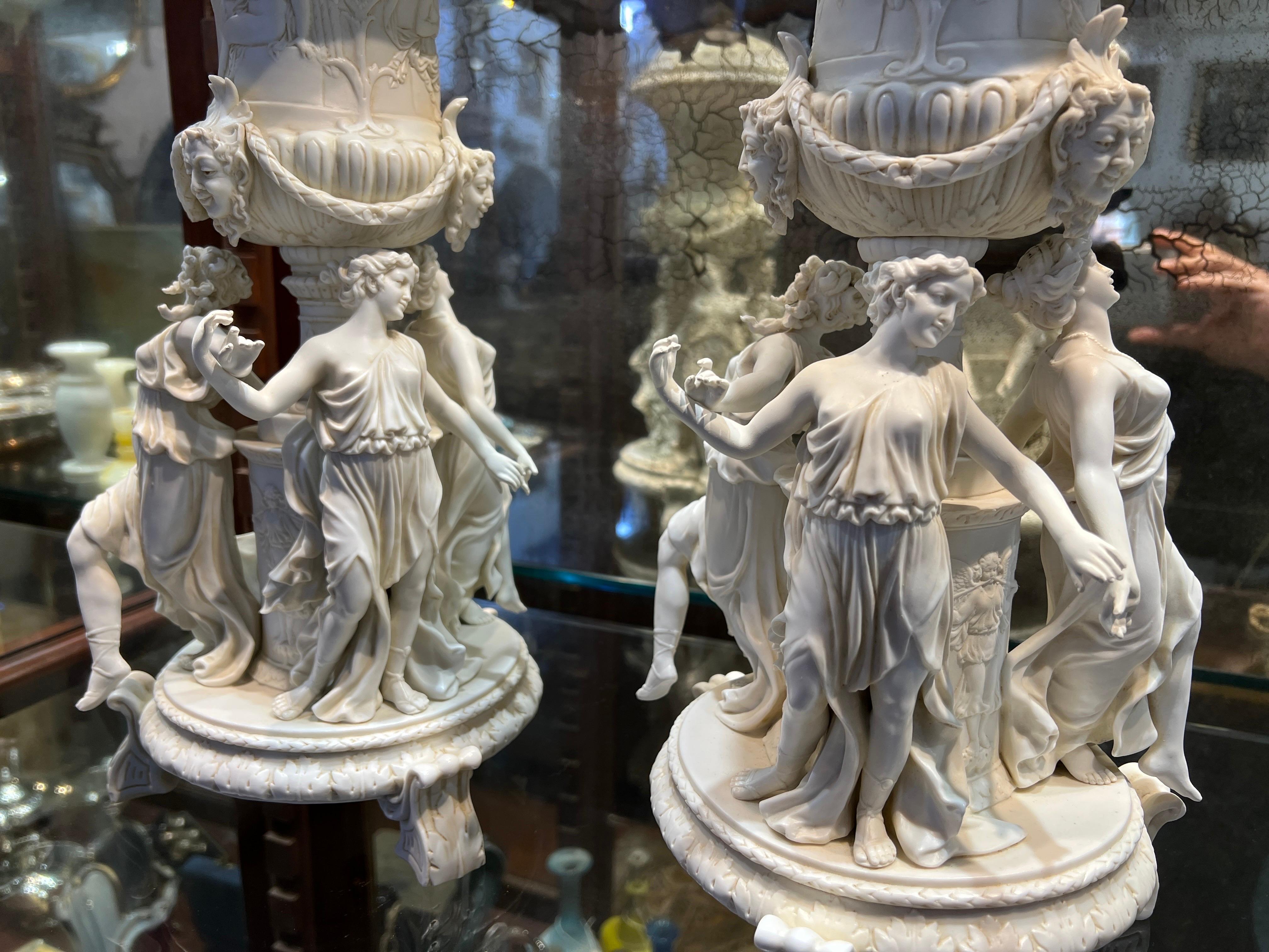 19th Century French Napoleon III Pair of Biscuit Porcelain Vases Cups ...