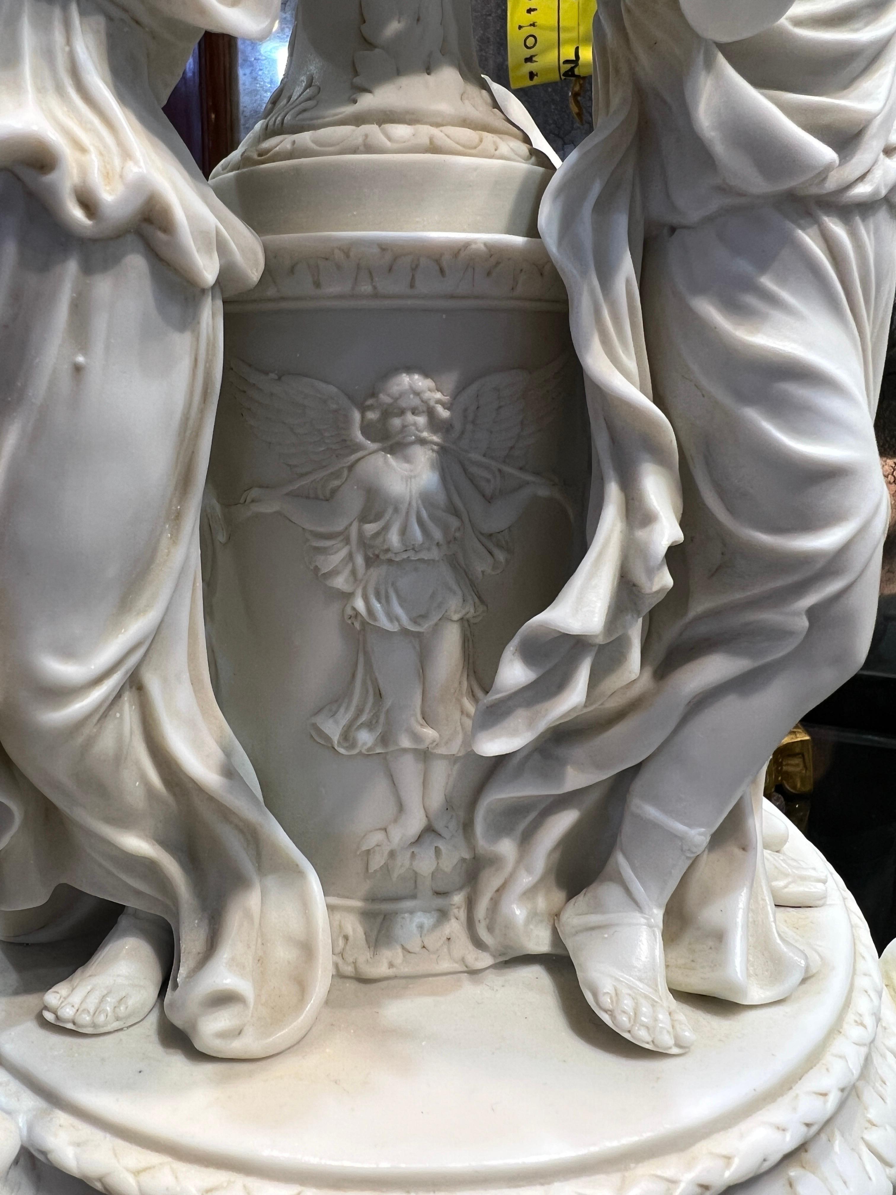 19th Century French Napoleon III Pair of Biscuit Porcelain Vases Cups ...