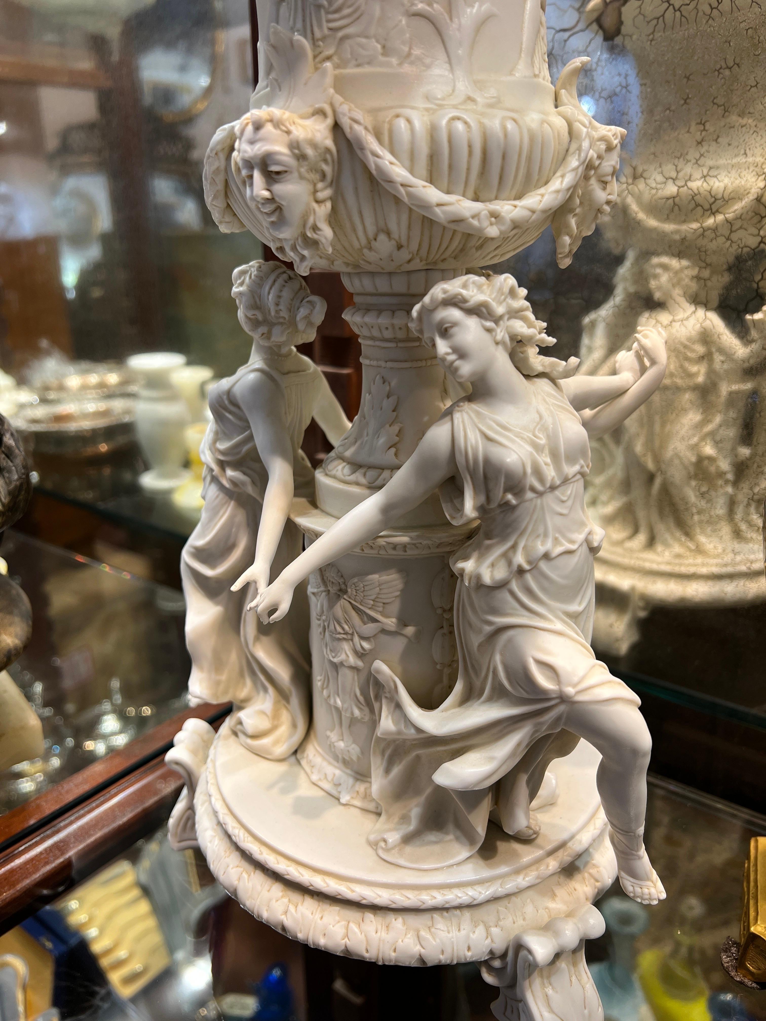 19th Century French Napoleon III Pair of Biscuit Porcelain Vases Cups ...