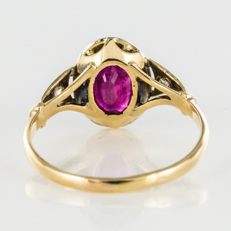 19th Century French Napoleon III Ruby Diamond 18 Karat Gold Ring at 1stDibs