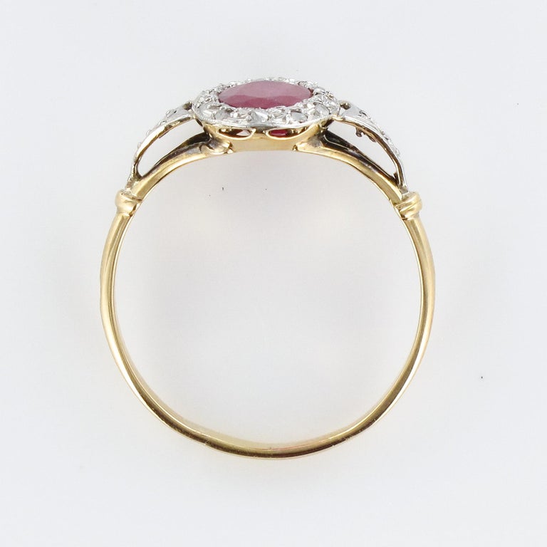 19th Century French Napoleon III Ruby Diamond 18 Karat Gold Ring at 1stDibs