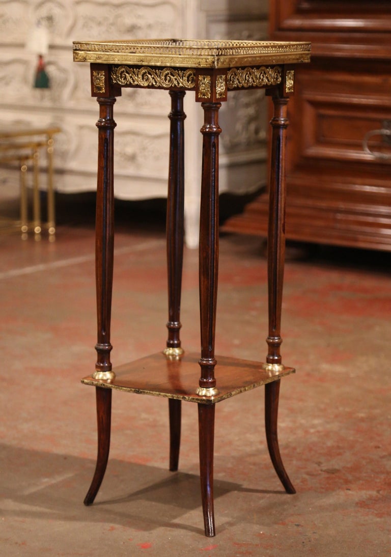 19th Century French Napoleon III Walnut and Brass Étagère with Red ...