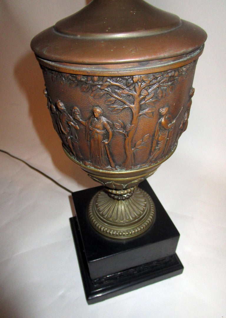 19th century French Neo-Greek Style Patinated Brass and Onyx Lamp For ...