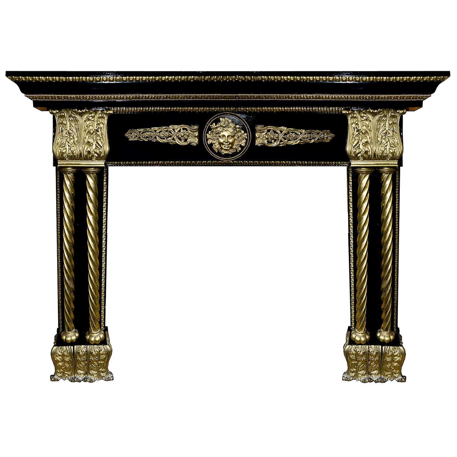 French Art Nouveau Period Green-Grey Glazed Ceramic Fireplace, 19th ...