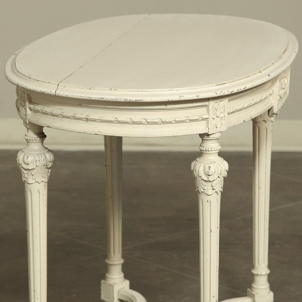19th Century French Neoclassical Oval Painted End Table For Sale at 1stDibs