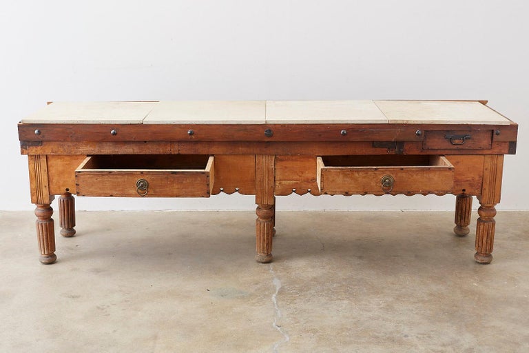 19th Century French Oak Butcher Block Work Table at 1stDibs