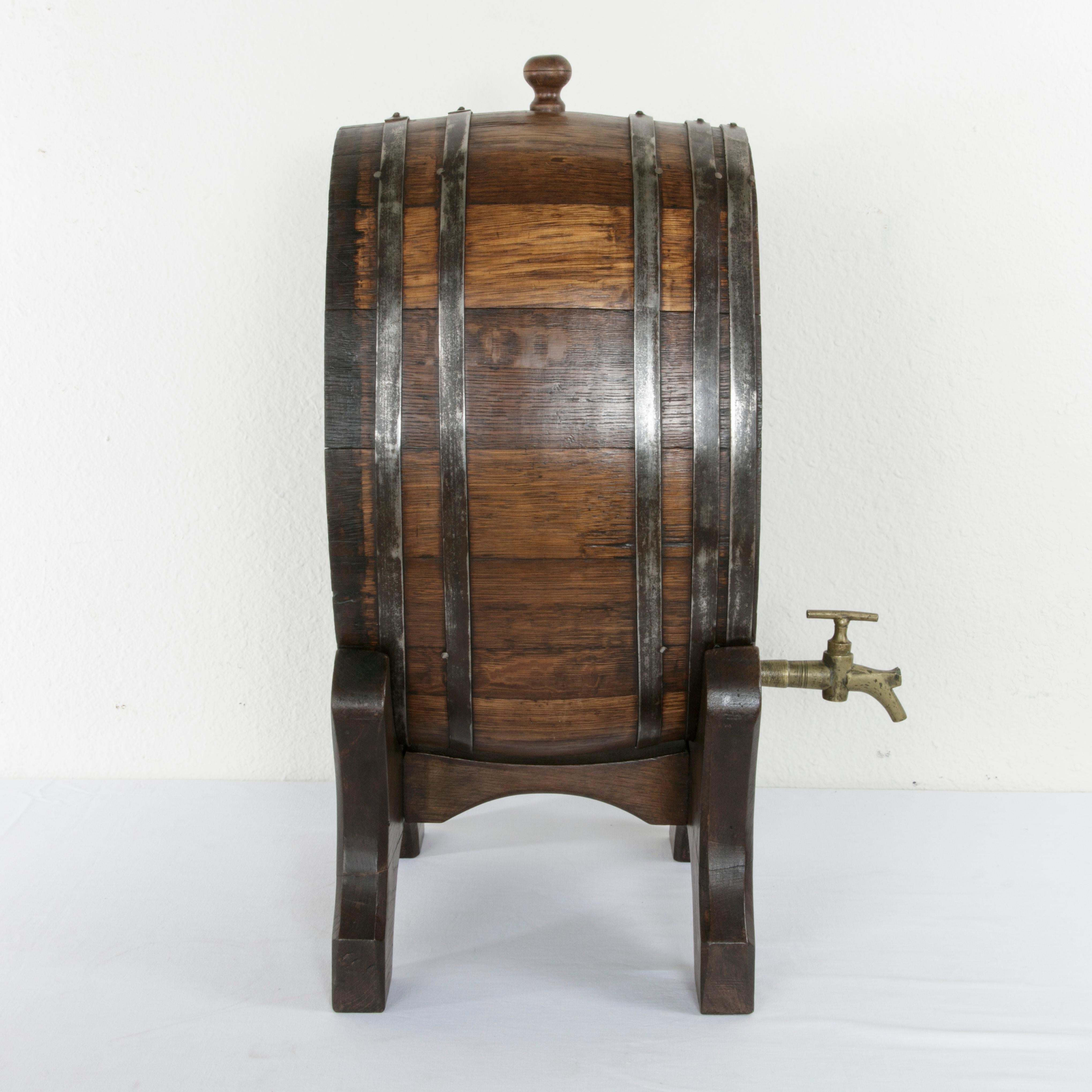 19th Century French Oak Calvados Barrel, Iron Straps, Bronze Spigot at ...