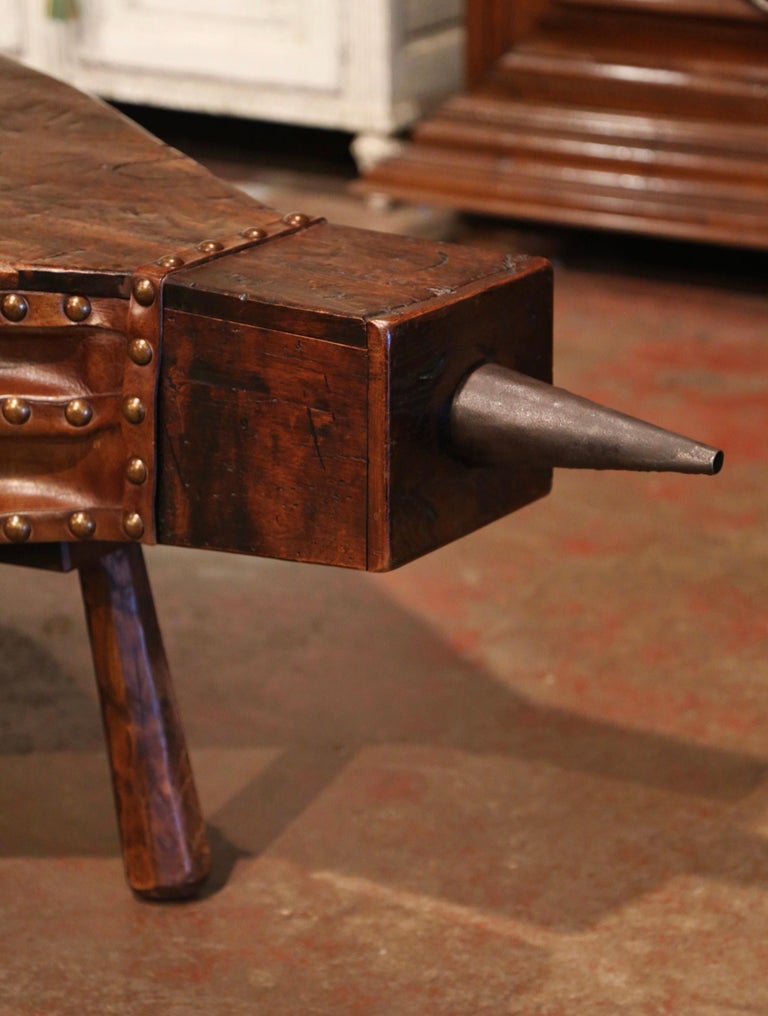 19th Century French Oak, Iron and Leather Blacksmith Bellows Coffee ...
