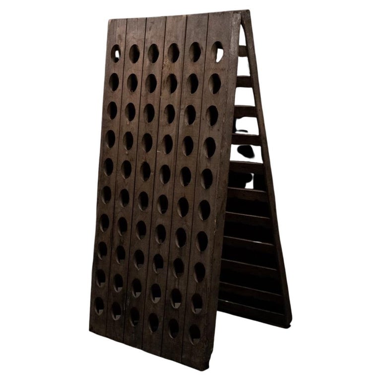 19th century french OAK RIDDLER 120 bottle Champagne bottle Wine Rack ...