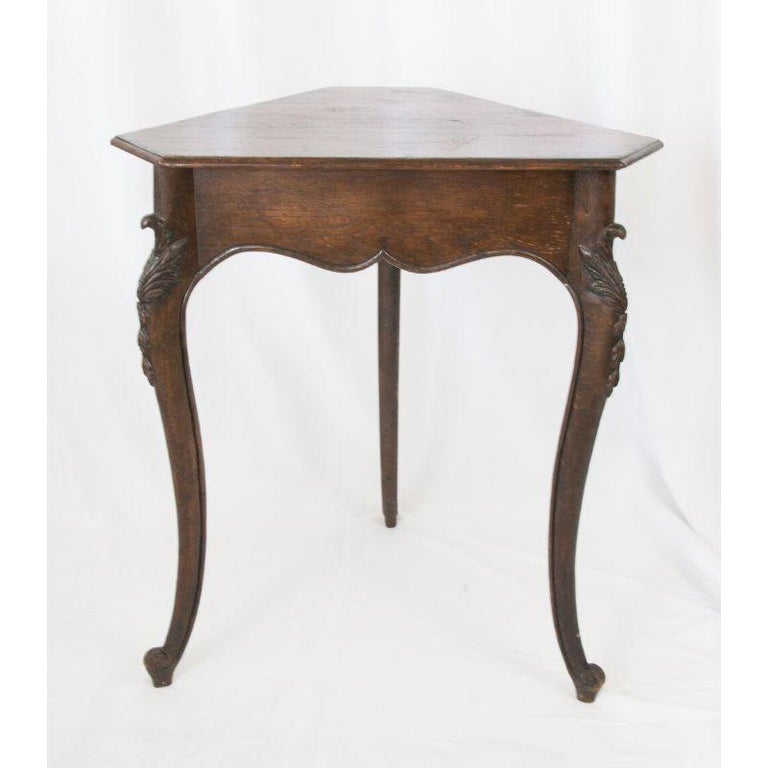 19th Century French Oak Tripod Triangular Side Table For Sale at 1stDibs
