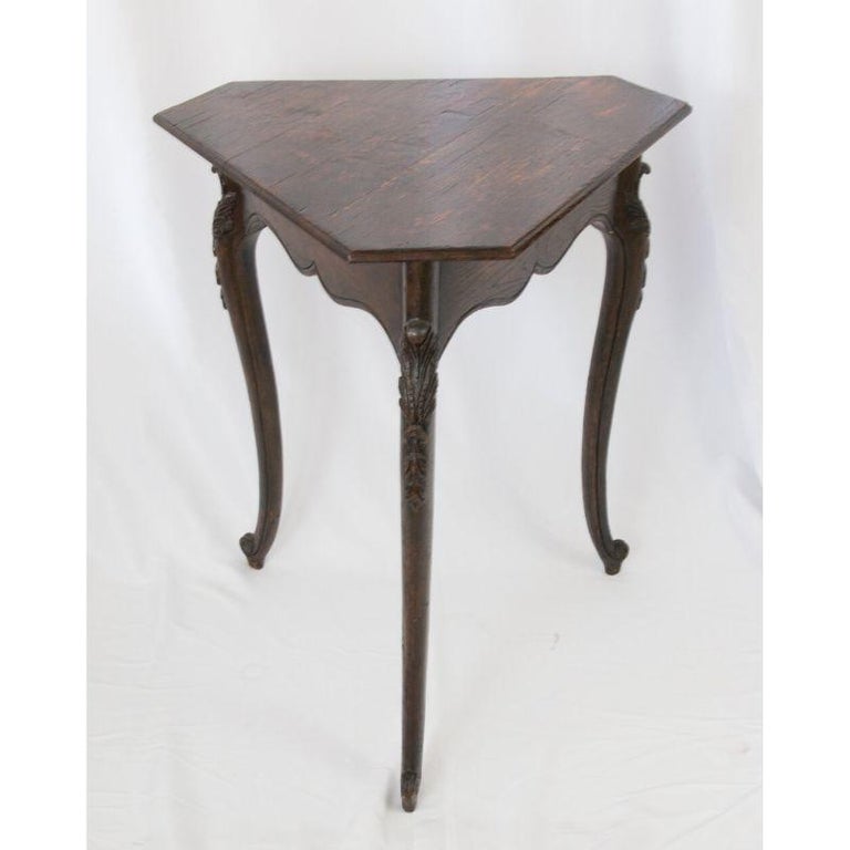 19th Century French Oak Tripod Triangular Side Table For Sale at 1stDibs