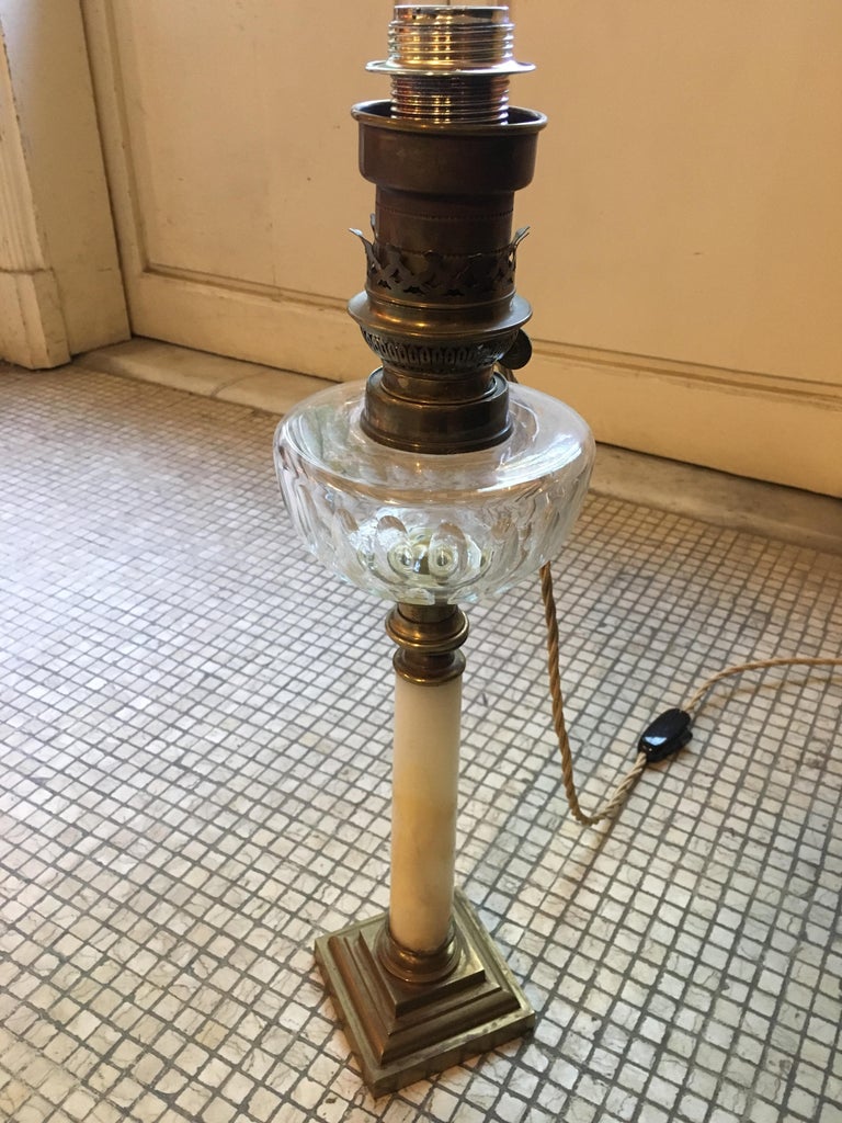 19th Century French Oil Lamp with Glass and Marble Converted into ...