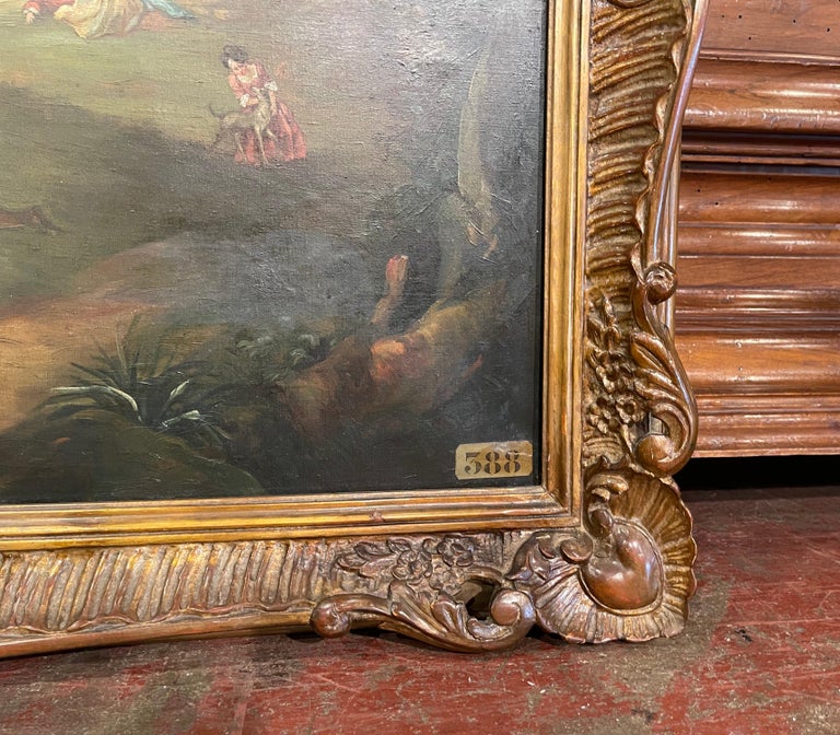 19th Century French Oil on Canvas "Fete Galante" Painting After J.B ...