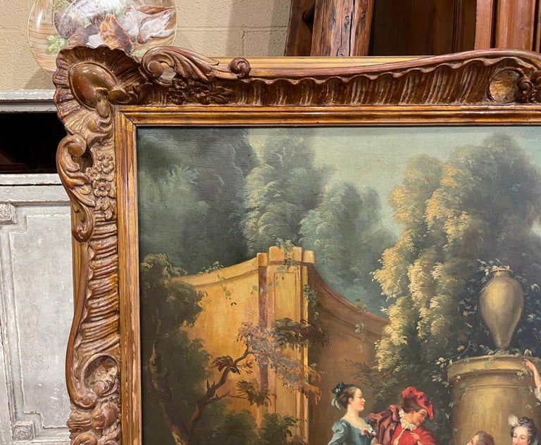 19th Century French Oil on Canvas "Fete Galante" Painting After J.B ...