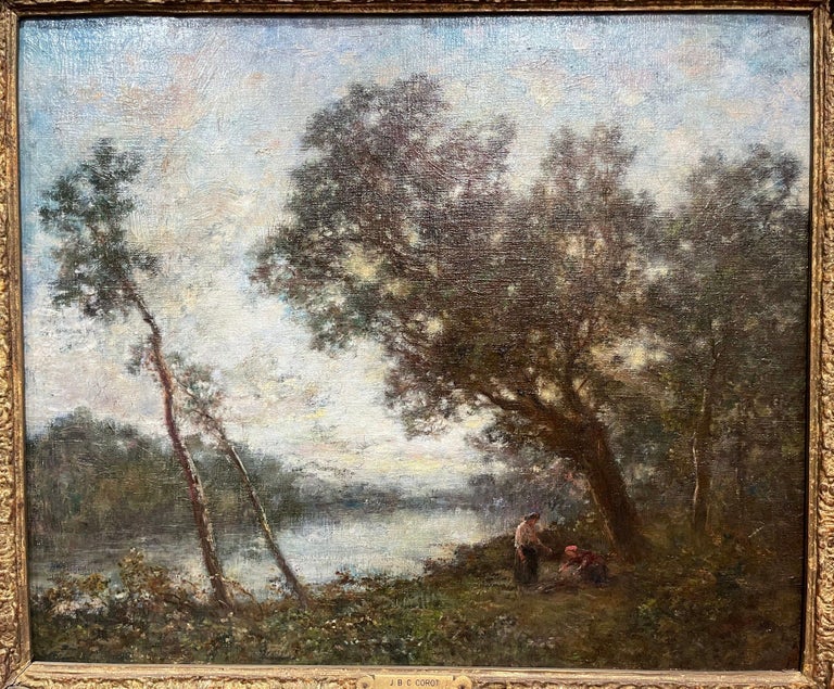 19th Century French Oil on Canvas Painting in Gilt Frame in the Style ...
