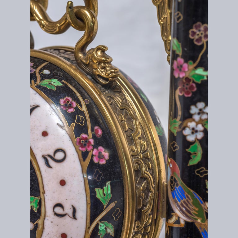 19th Century French Ormolu and Cloisonné Enamel Japonisme Clock Set For ...