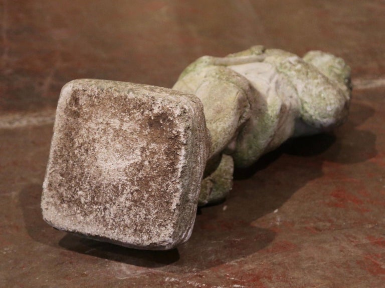 19th Century French Outdoor Carved Weathered Stone Young Man Statue For ...