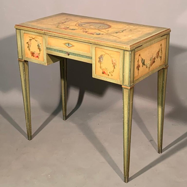19th Century French Painted Dressing Table with Hinged Mirror Top at ...