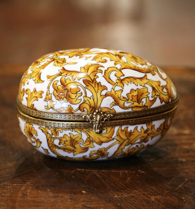 19th Century French Painted Faberge Porcelain Egg Trinket Boxes, Set of ...