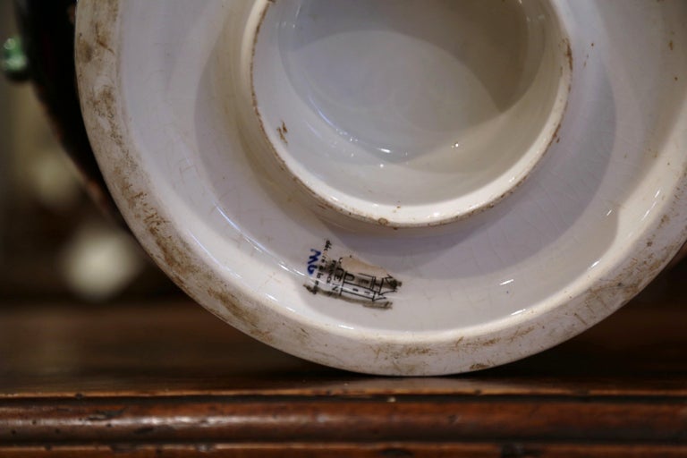 19th Century French Painted Porcelain Cache Pot with Snake Handles from ...