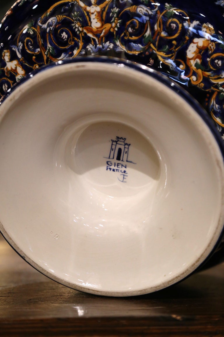 19th Century French Painted Porcelain Cache Pot with Snake Handles from ...