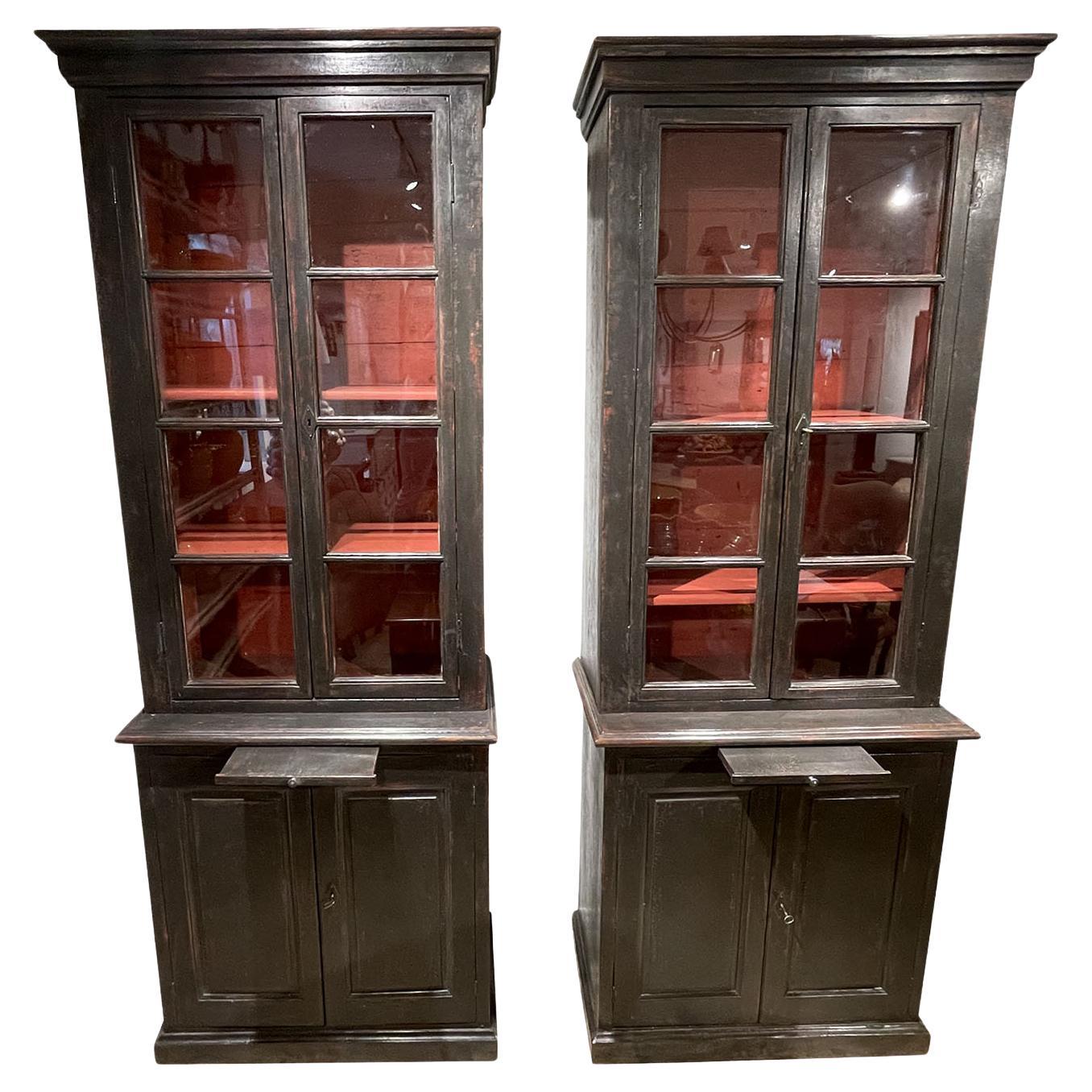 19th Century French Pair of Antique Provincial Sprucewood Bookcases ...
