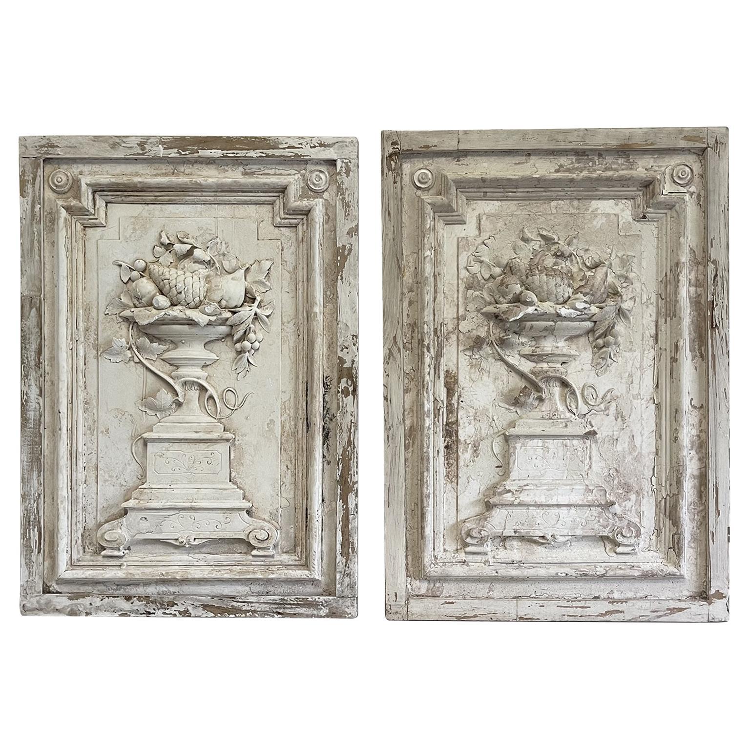19th Century French Pair of Baroque Style Stucco Sopraportes - Antique ...