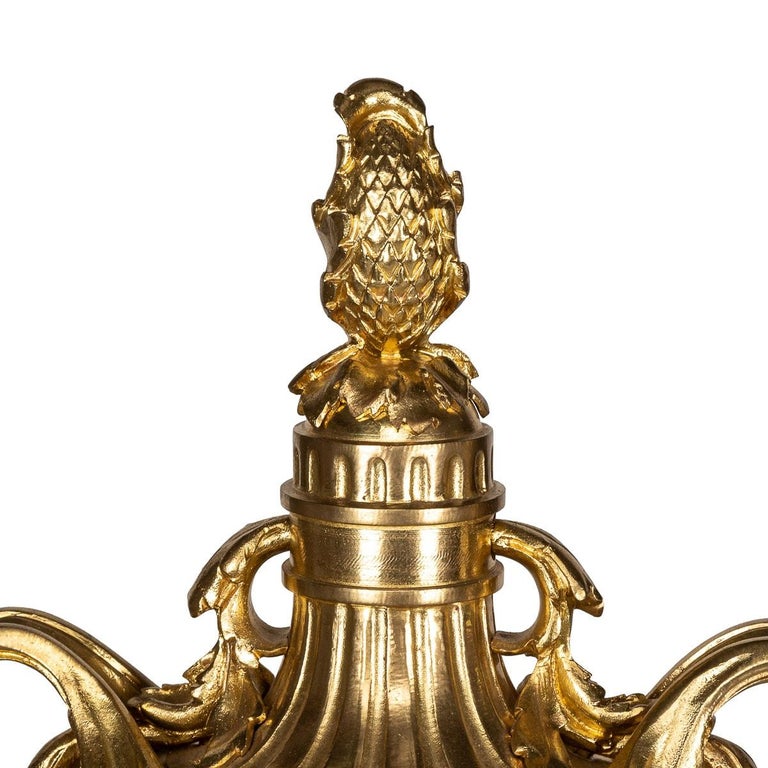 19th Century French Pair of Ormolu Bronze Fireplace Chenets, C.1840 For ...