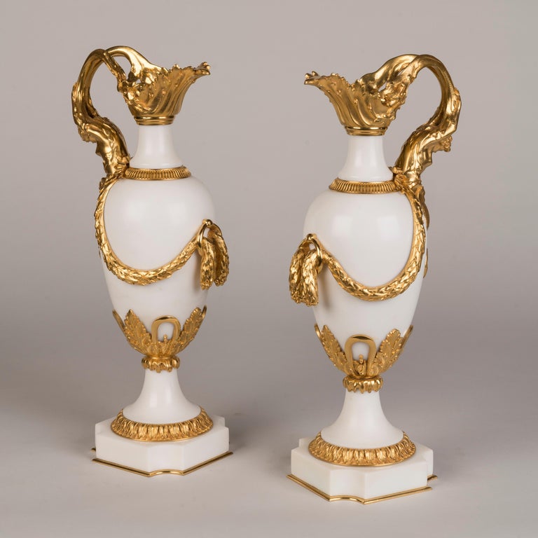 19th Century French Pair of Ormolu-Mounted Carrara Marble Vases For ...
