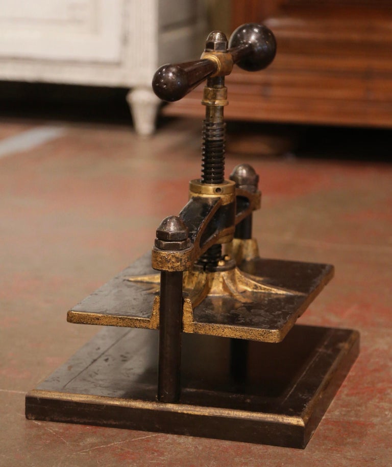 19th Century French Patinated Black and Gilt Wrought Iron Book Binding ...