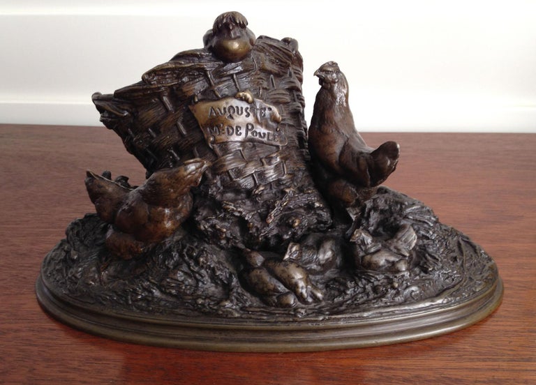 French Bronze Chicken Vide Poche, Auguste Nicholas Cain, 19th Century ...
