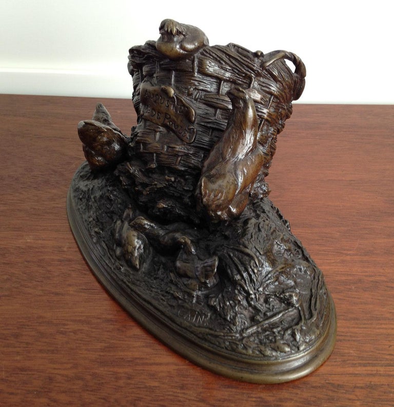 French Bronze Chicken Vide Poche, Auguste Nicholas Cain, 19th Century ...