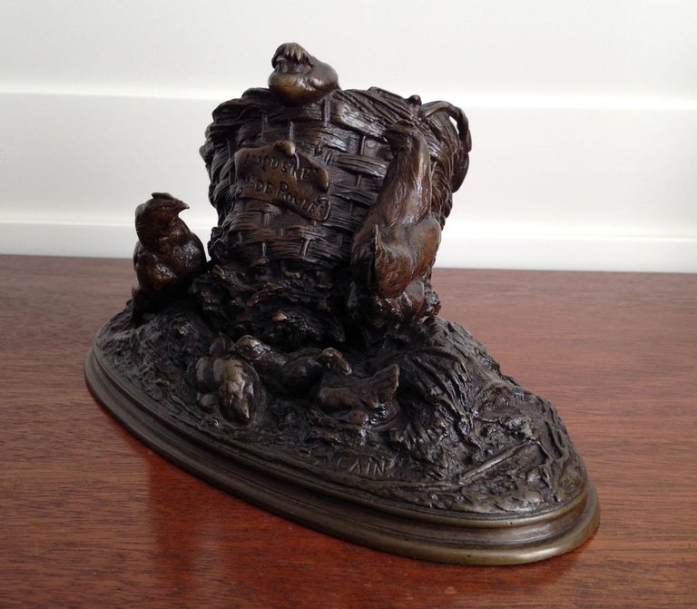 French Bronze Chicken Vide Poche, Auguste Nicholas Cain, 19th Century ...