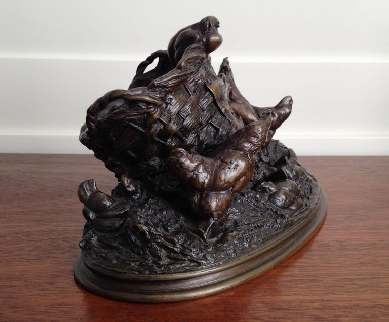 French Bronze Chicken Vide Poche, Auguste Nicholas Cain, 19th Century ...