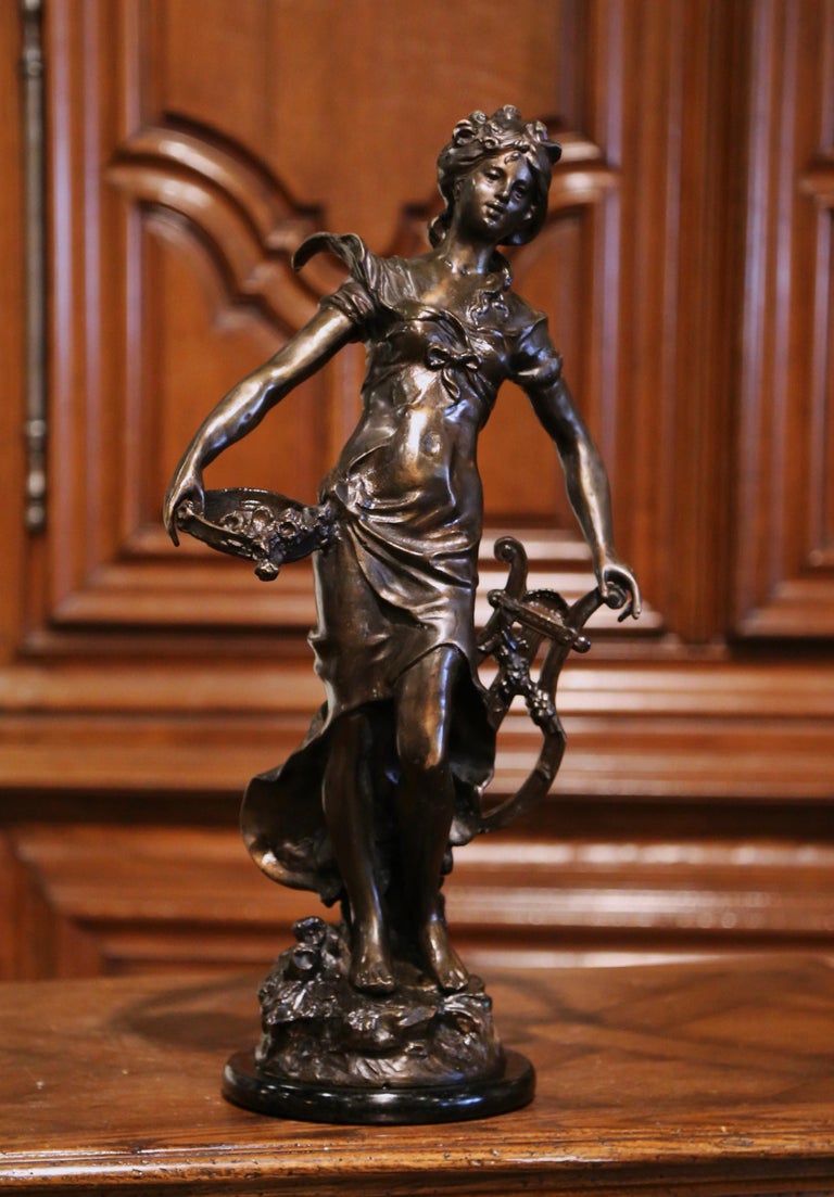 19th Century French Patinated Bronze Female Figure Signed L. A. Moreau ...