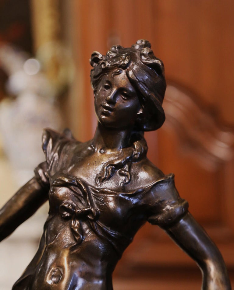 19th Century French Patinated Bronze Female Figure Signed L. A. Moreau ...