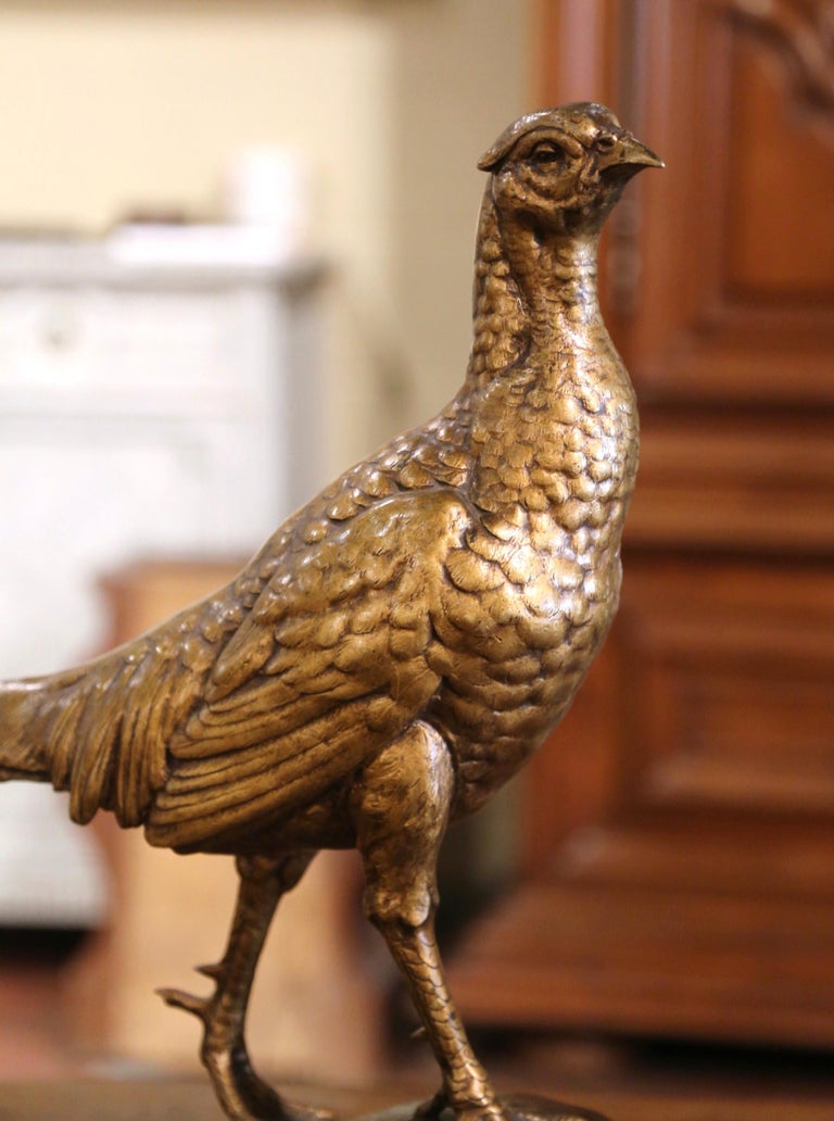 19th Century French Patinated Bronze Pheasant Sculpture Signed J.E ...
