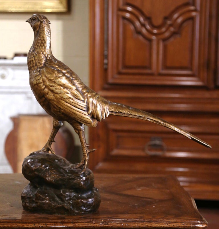 19th Century French Patinated Bronze Pheasant Sculpture Signed J.E ...