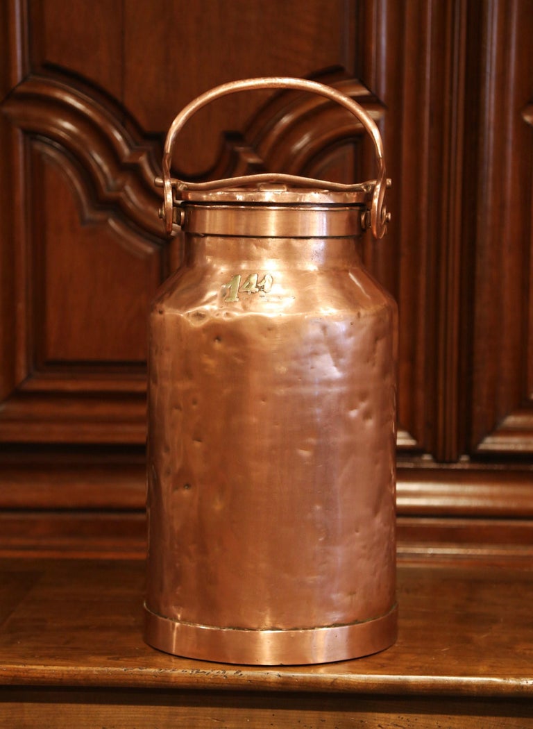 19th Century French Patinated Copper-Plated Milk Container or Umbrella ...