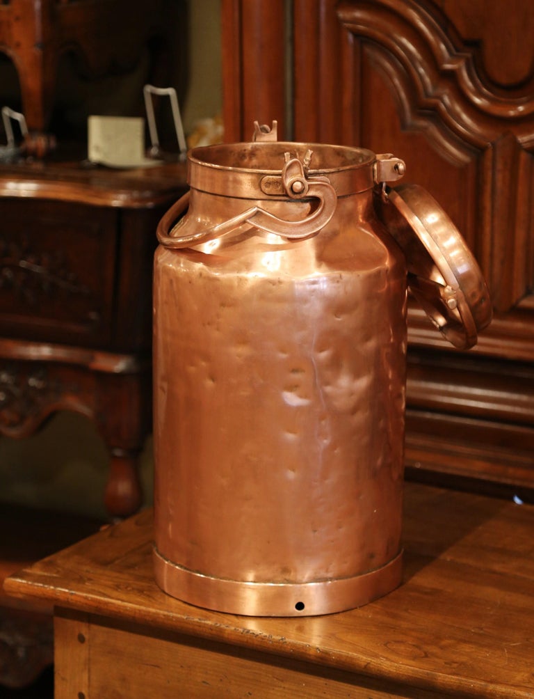 19th Century French Patinated Copper-Plated Milk Container or Umbrella ...
