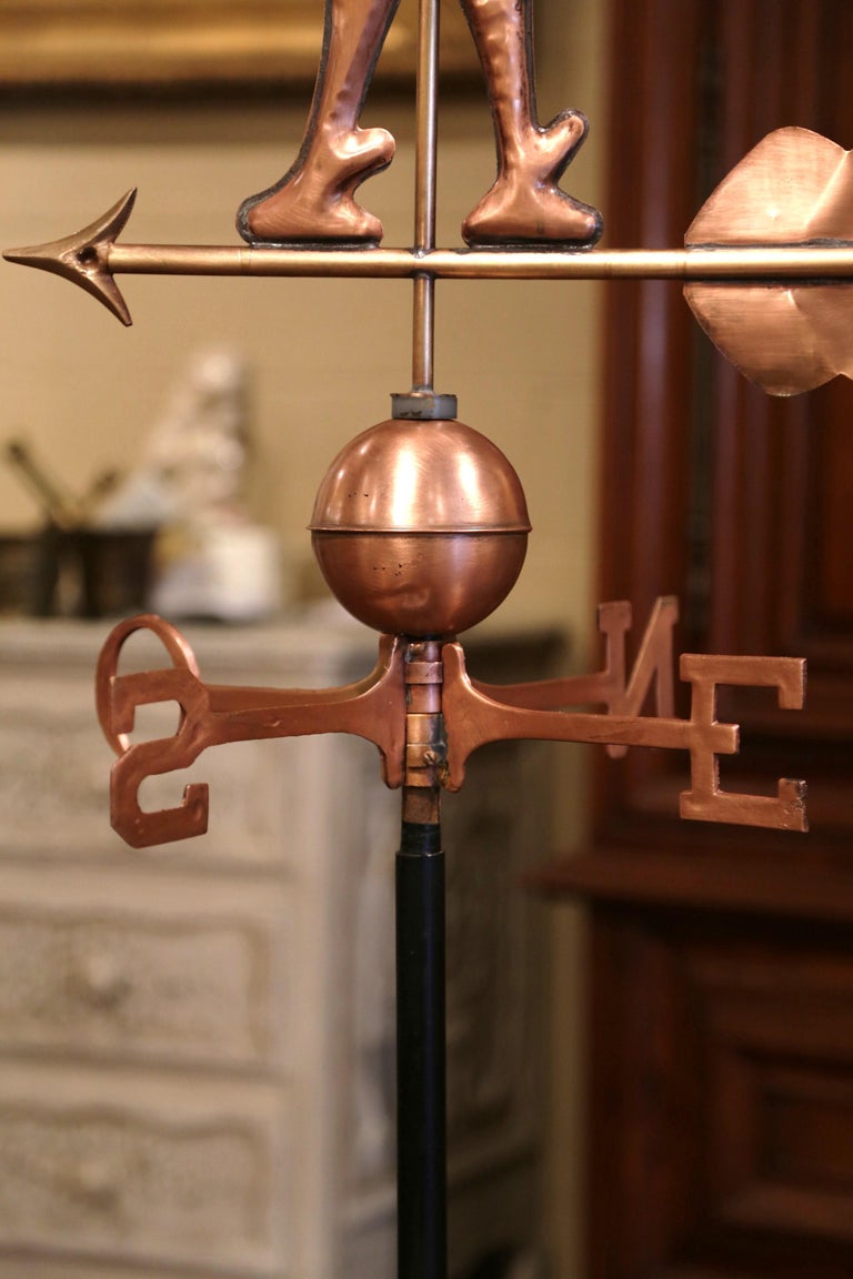 19th Century French Patinated Copper Rooster Weather Vane with Cardinal ...