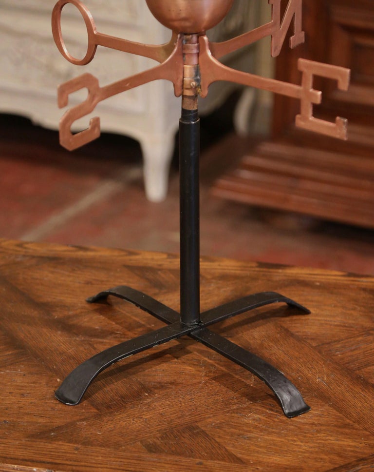 19th Century French Patinated Copper Rooster Weather Vane with Cardinal ...