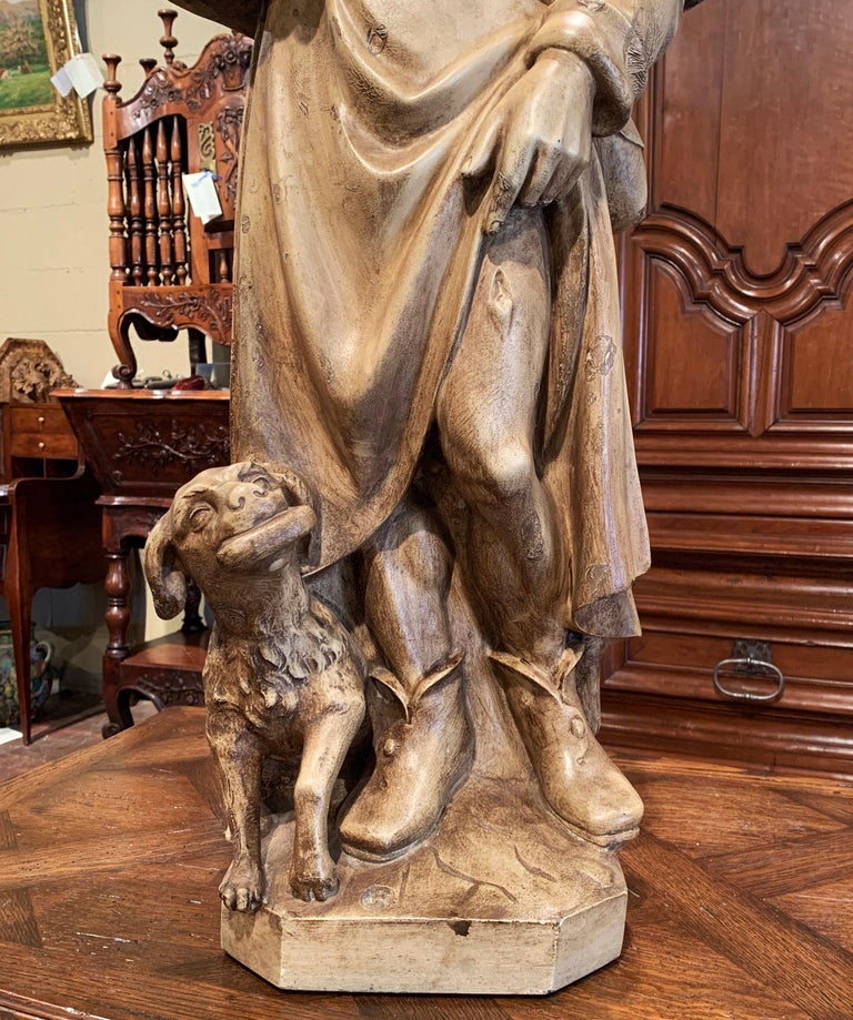 19th Century French Patinated Terracotta Sculpture of Saint Roch with ...
