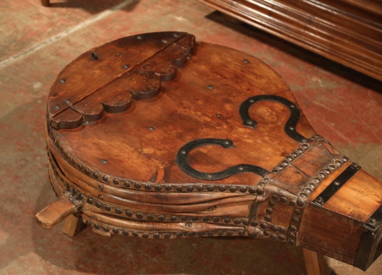 19th Century French Pine Iron and Leather Blacksmith Bellows Coffee ...