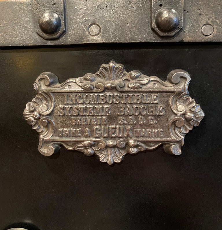19th Century French Polished Cast Iron Safe with Key and Two-Letter ...