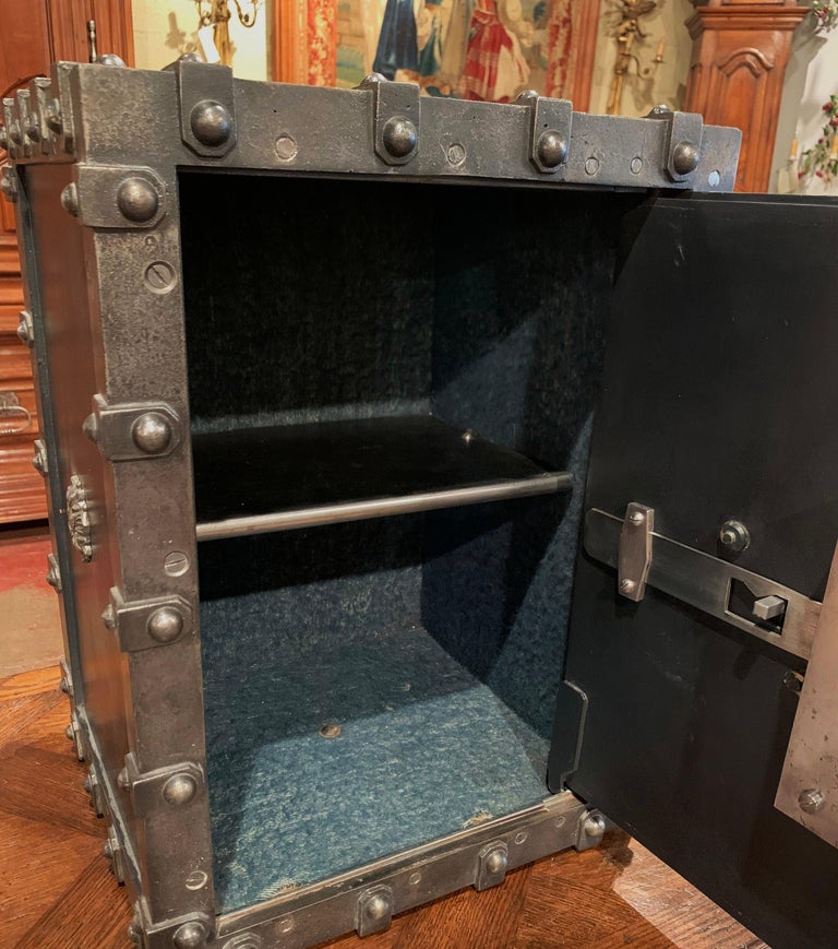 19th Century French Polished Cast Iron Safe with Key and Two-Letter ...