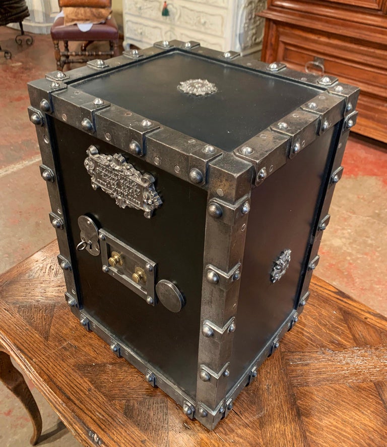 19th Century French Polished Cast Iron Safe with Key and Two-Letter ...