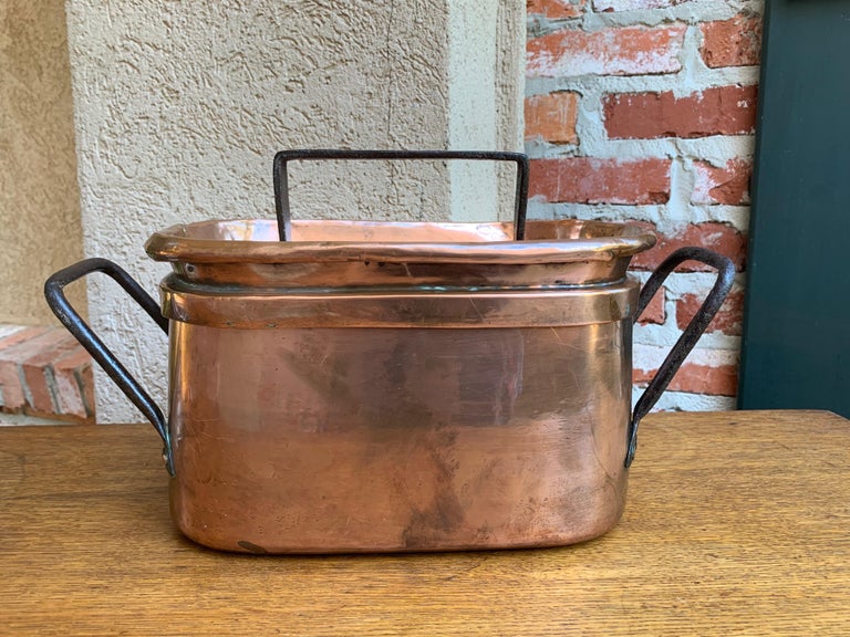 19th Century French Polished Copper and Iron Pot Pan Cooking Dish Lid ...